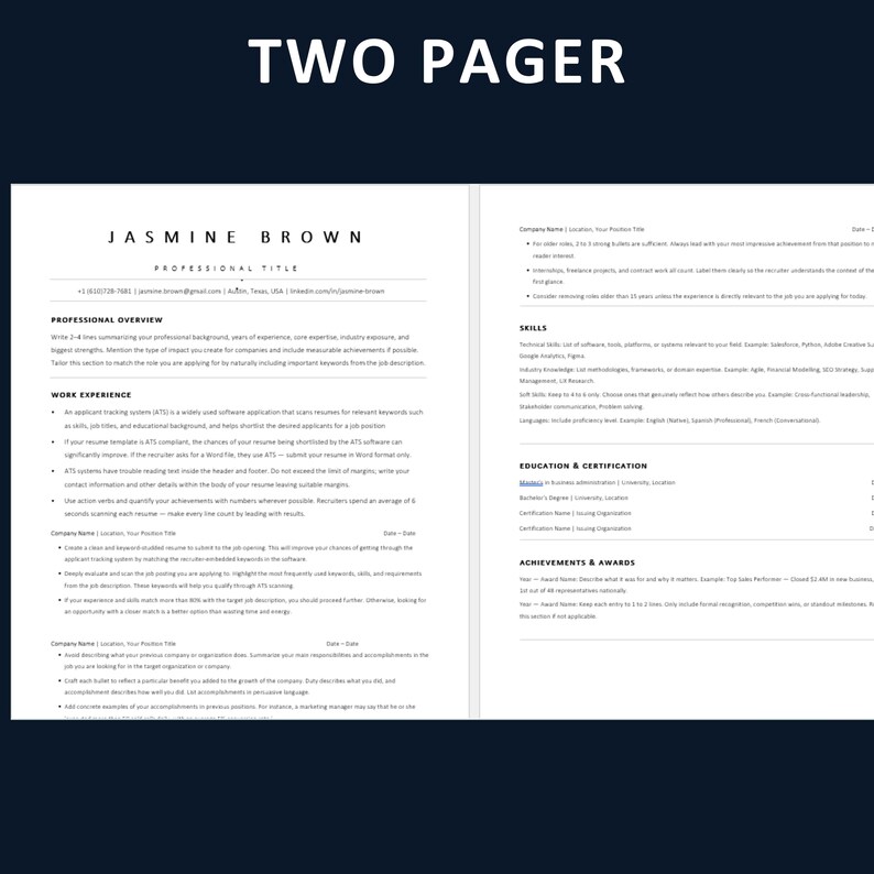 Buy ATS Friendly Resume | Word Canva Google Docs Pages Editable ...