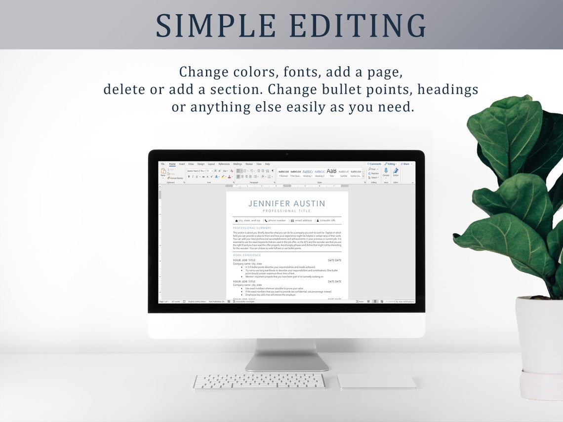 ATS Resume Template Word, Pages, Google Docs, ATS Friendly Resume ...