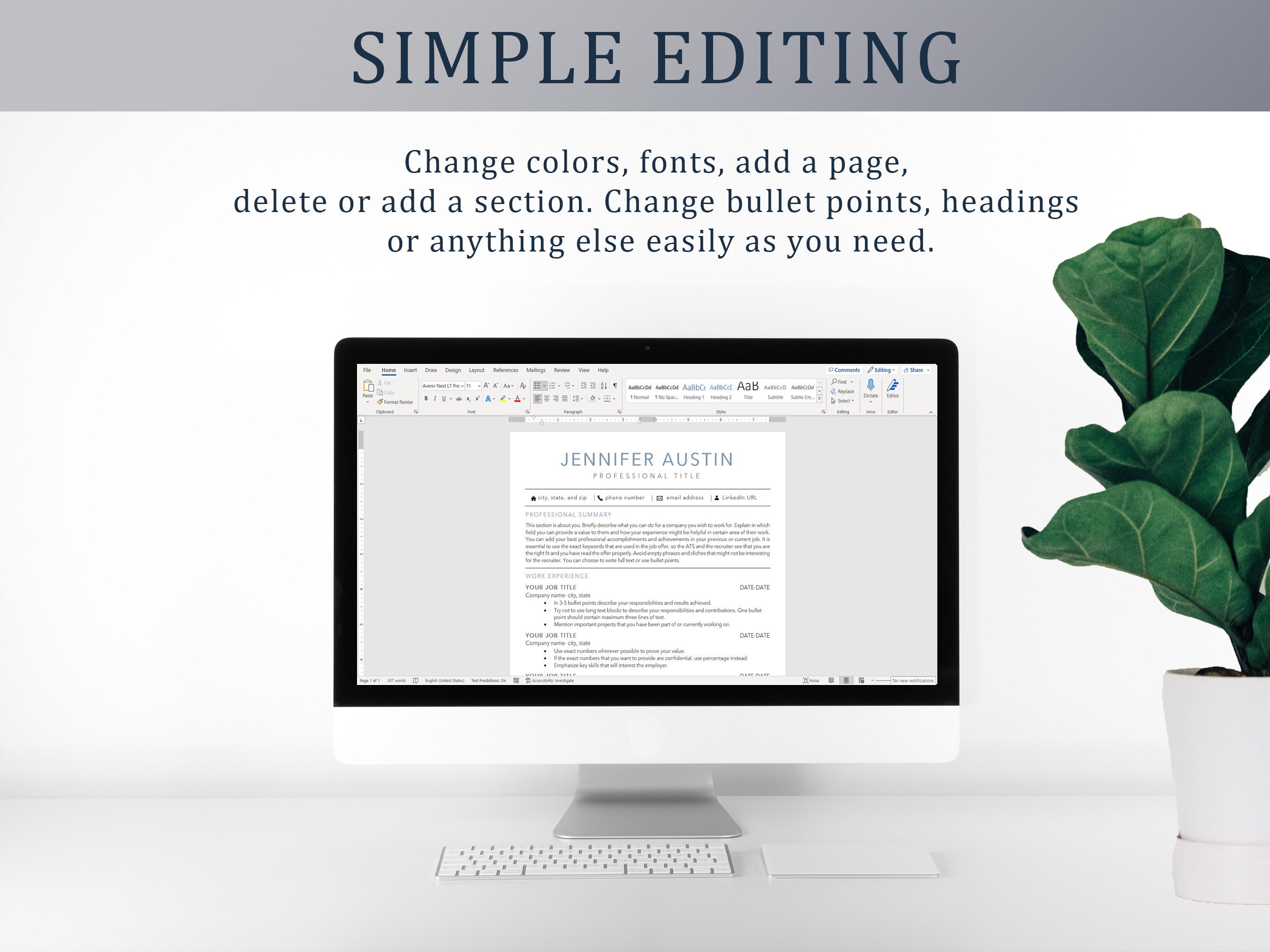 ATS Resume Template Word, Pages, Google Docs, ATS Friendly Resume ...