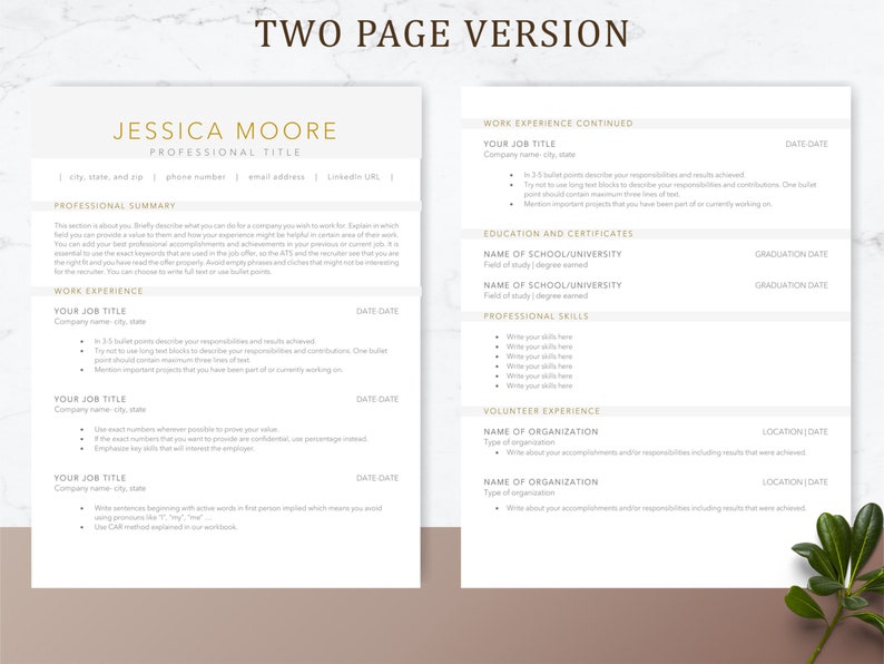 ATS Resume Template Word Pages Google Docs Resume Templates - Etsy