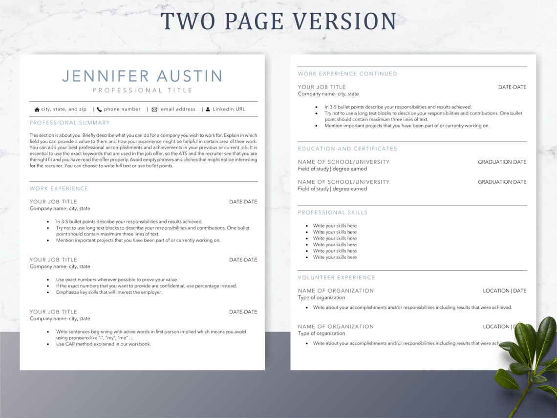 ATS Resume Template Word, Pages, Google Docs, ATS Friendly Resume ...