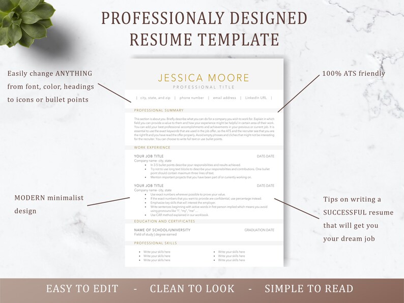 ATS Resume Template Word Pages Google Docs Resume Templates - Etsy