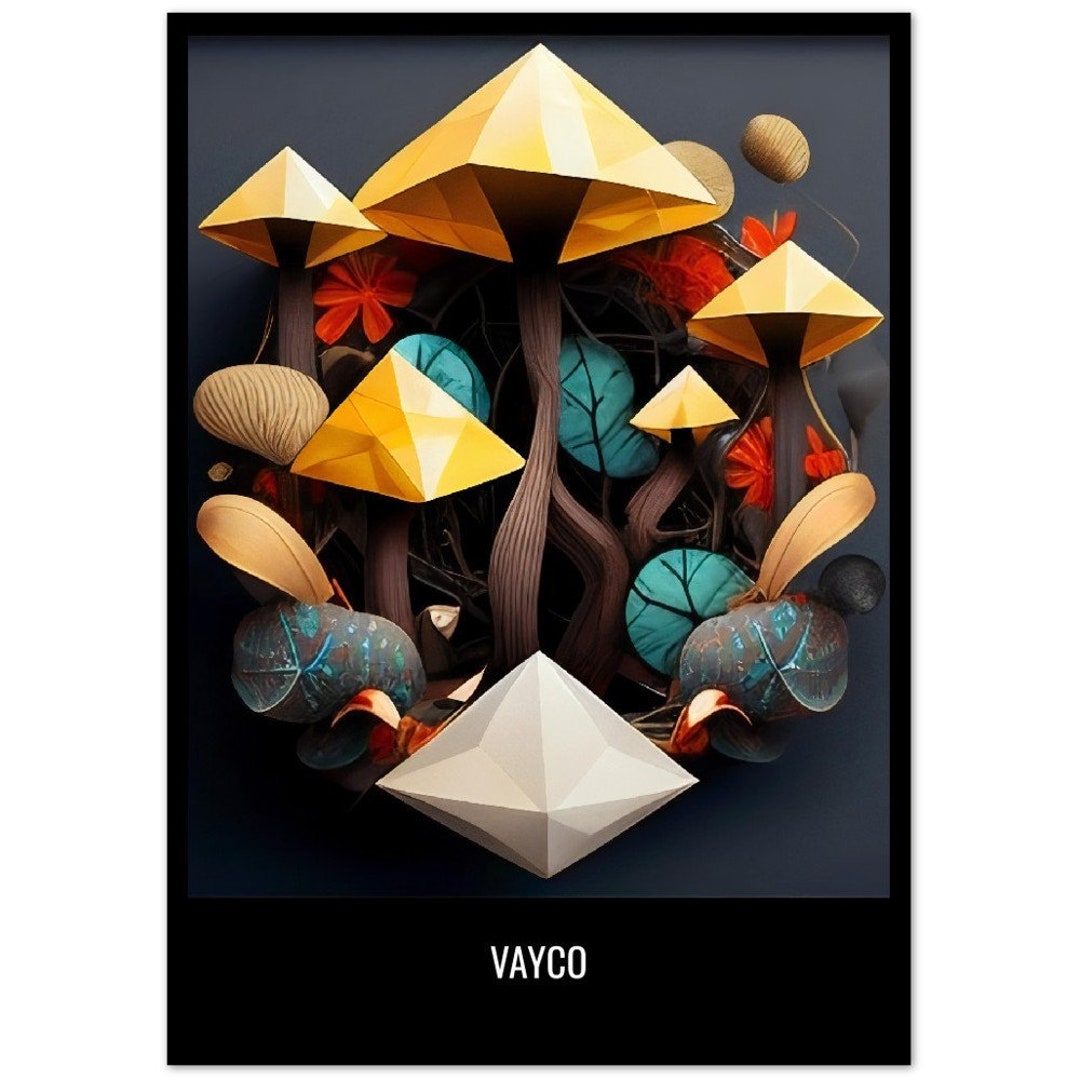 Geometric Mushroom Art - Etsy
