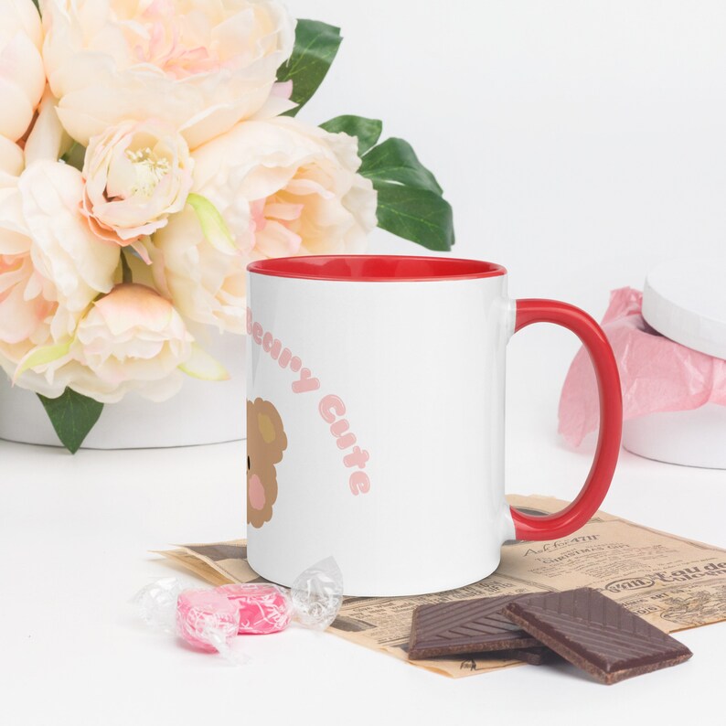 Cute Bear Ceramic Mug With Inside Color Choice (pink, Orange, Red ...