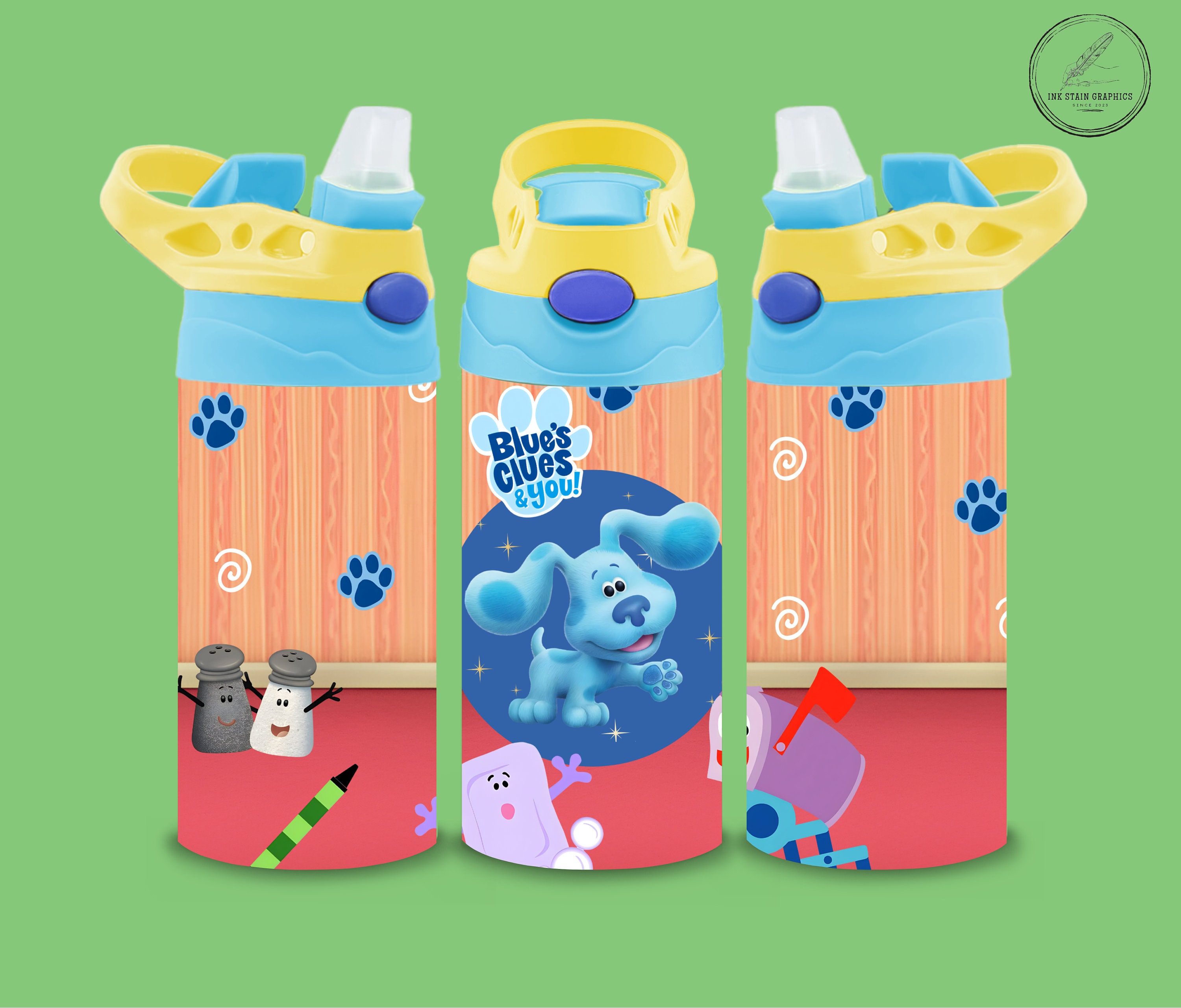 Blue's Clues Digital Tumbler Wrap - Sublimation Template for 12oz Kids Flip Top Cup - Creative ...