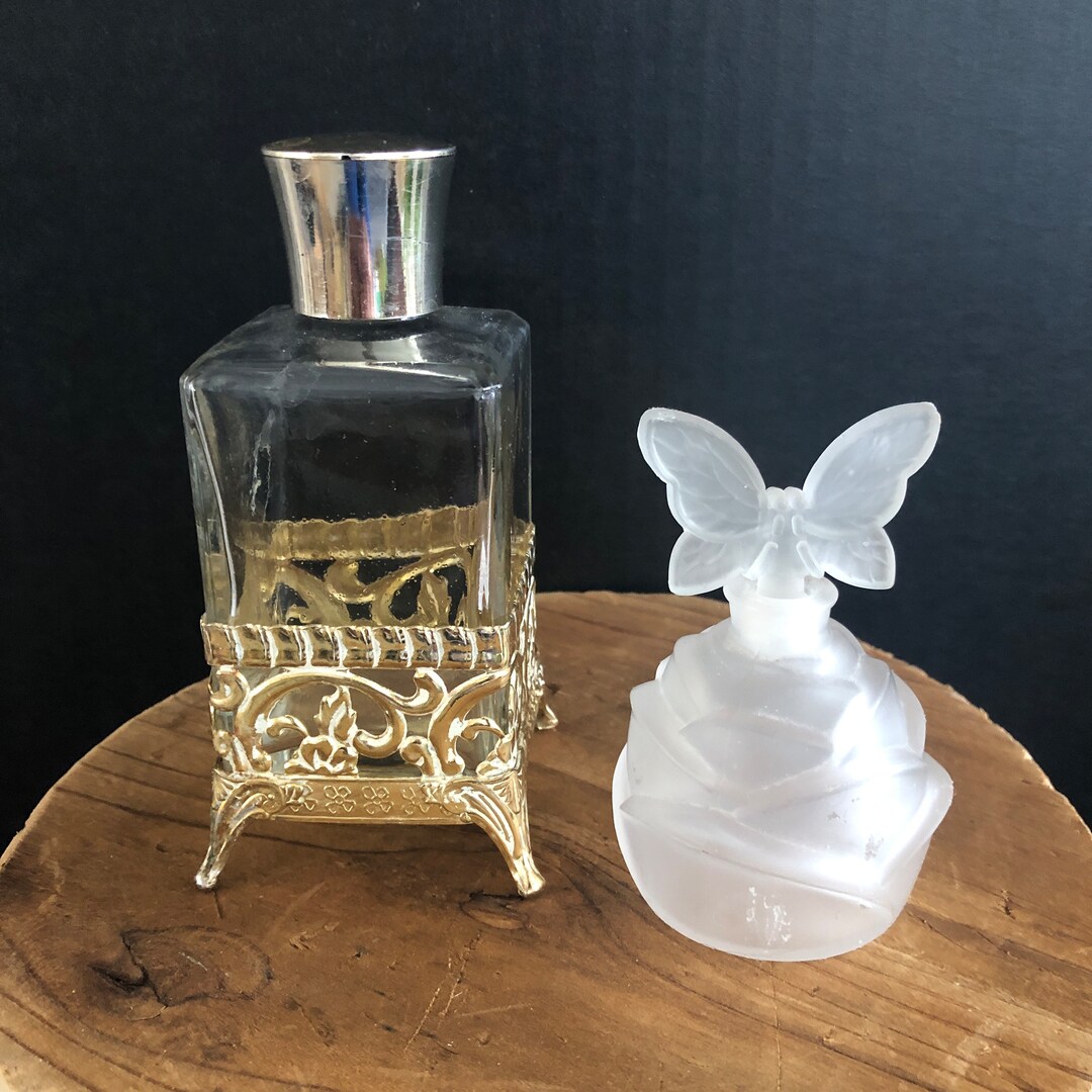 Vintage Decorative Perfume Bottles Set of 2 Shabby Chic Vanity Decor ...