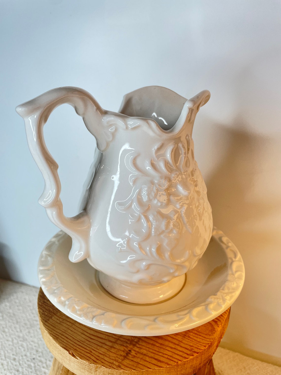 Vintage Inarco Japan Small Pitcher and Bowl Cream Color - Etsy