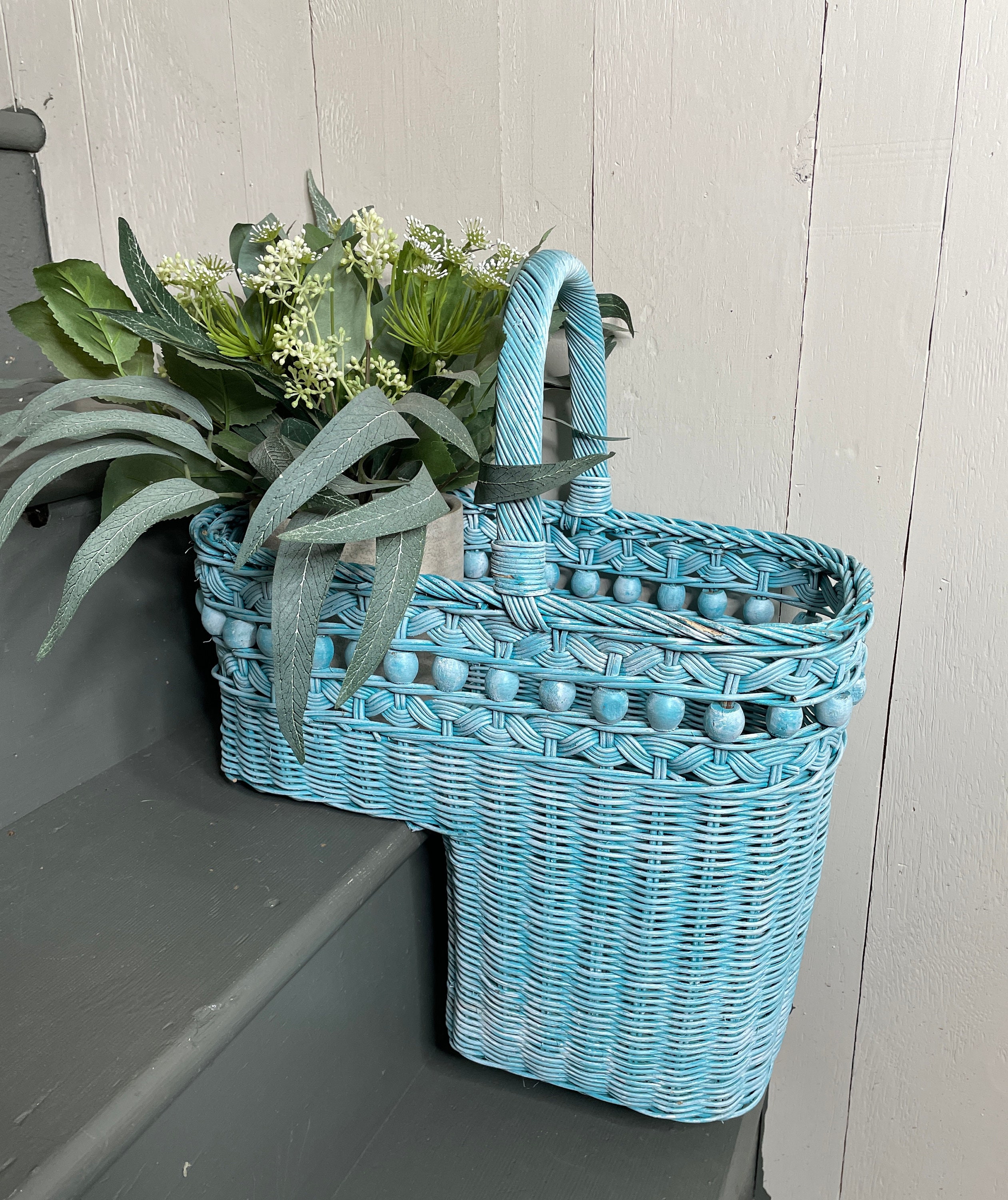 Cottage Blue Stair Step Storage Basket - Etsy