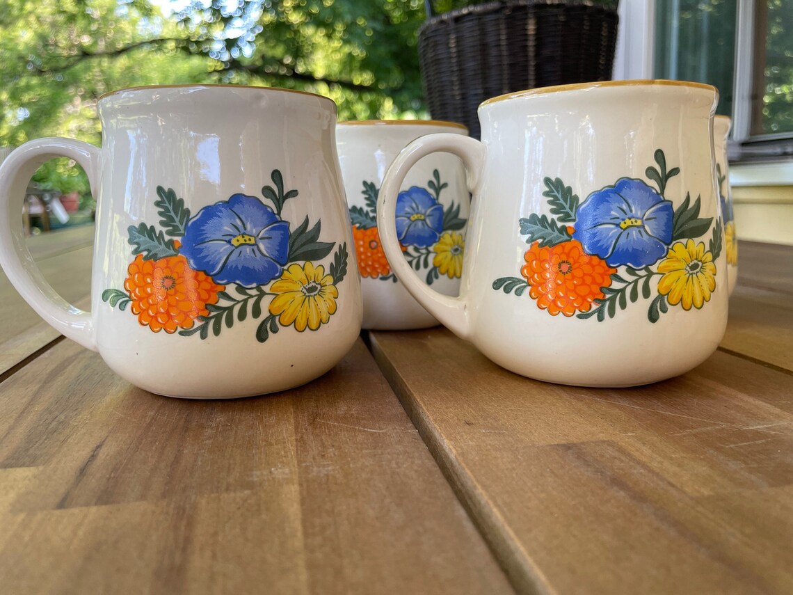 Vintage Floral Pattern-coffee or Teacups/mugs-set of 4 |vienna ...