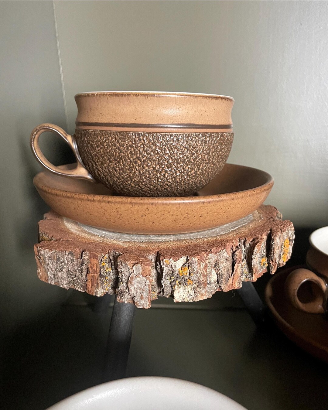 Vintage Denby "cotswold" Brown Textured Cups and Saucers Set of 4 - Etsy