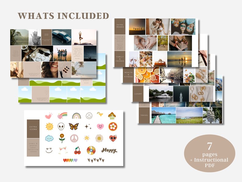Vision Board Template Vision Board Kit Vision Board Stickers Vision ...