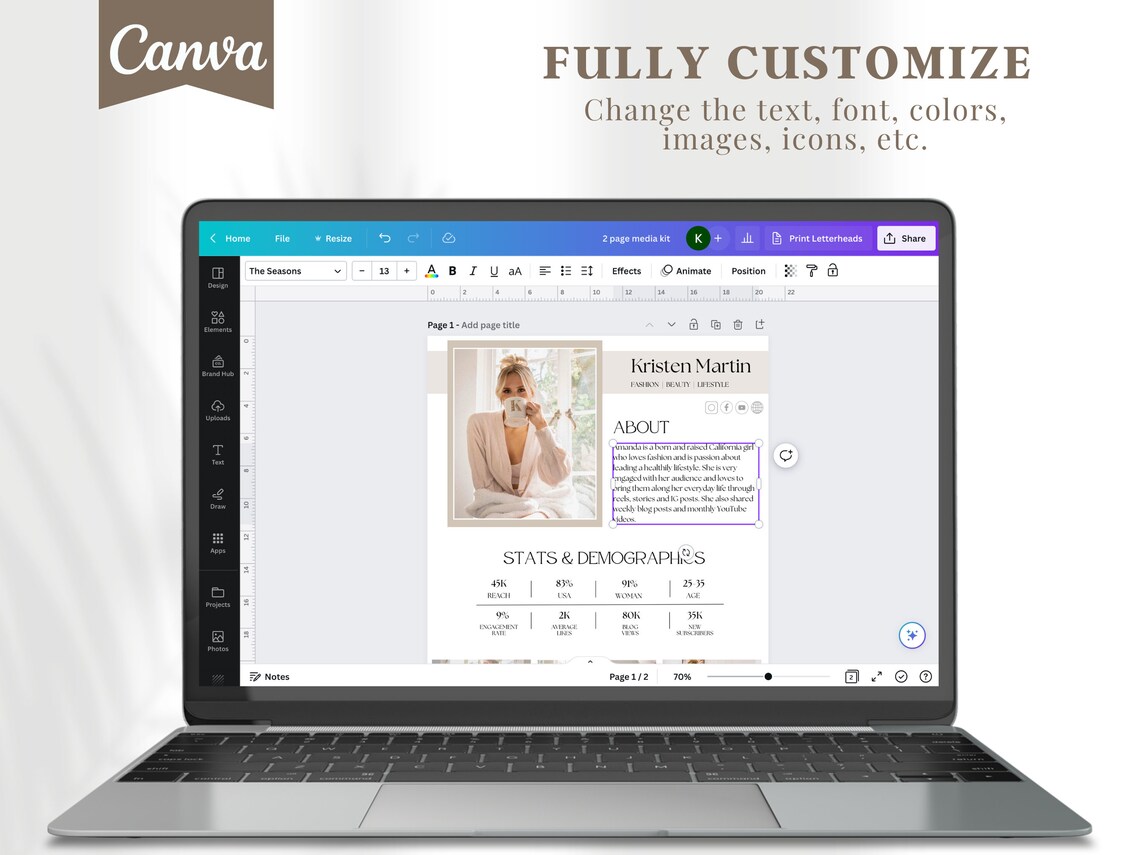 Media Kit Rate Card Template Canva Influencer Media Kit Template ...
