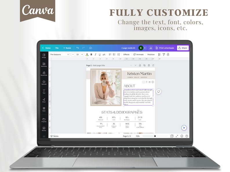 Media Kit Rate Card Template Canva Influencer Media Kit Template ...
