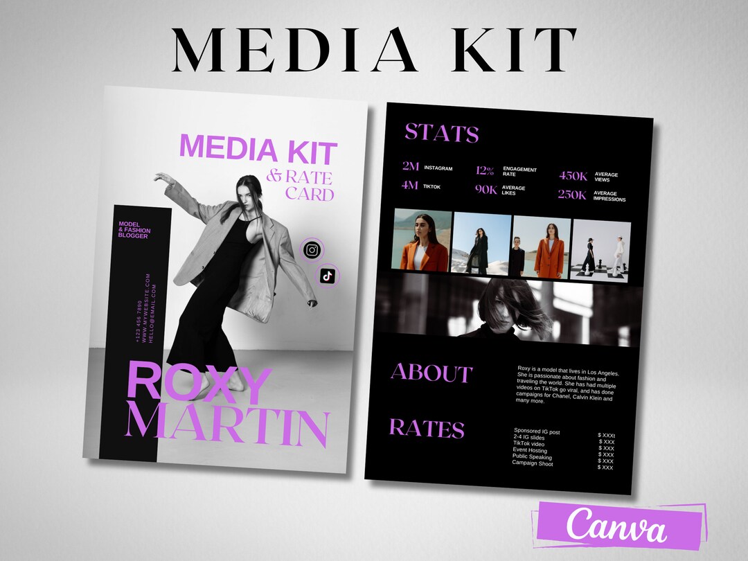 Influencer Media Kit Template Rates Template Editable in Canva UGC ...
