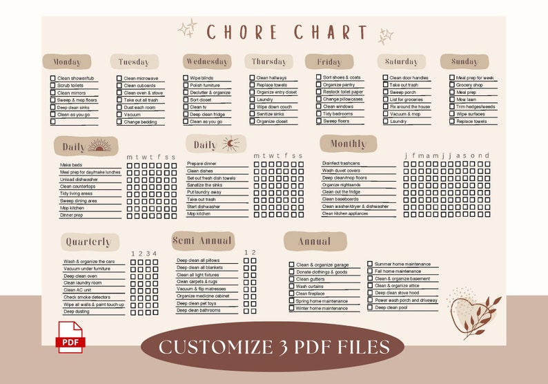 Adult Chore Chart for Adults ADHD Chore Chart Cleaning Checklist ...