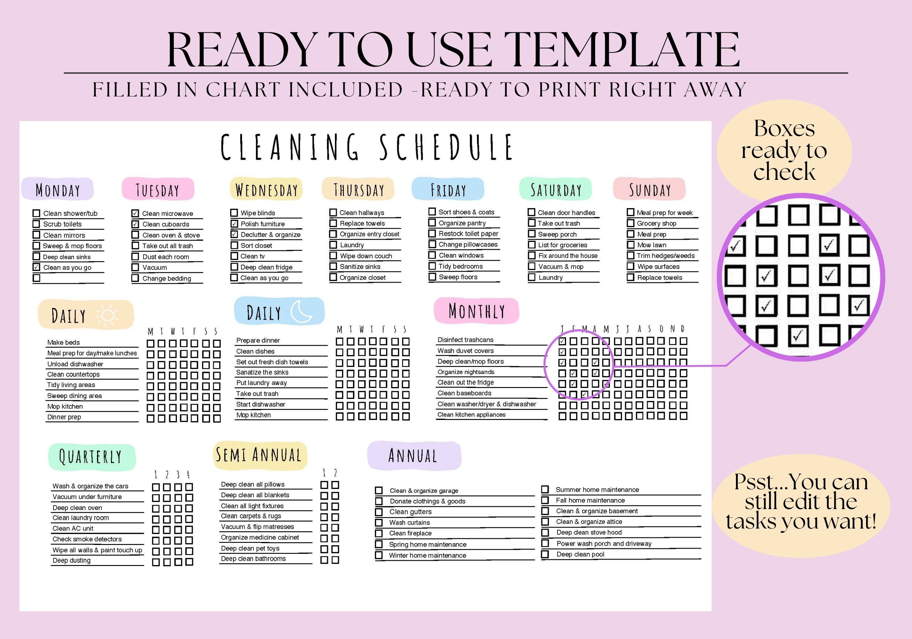 Adult Chore Chart for Adults ADHD Planner ADHD Chore Chart Cleaning ...