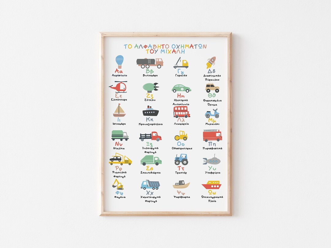 Greek Alphabet Poster Personalised Greek Vehicle Print Greek ...