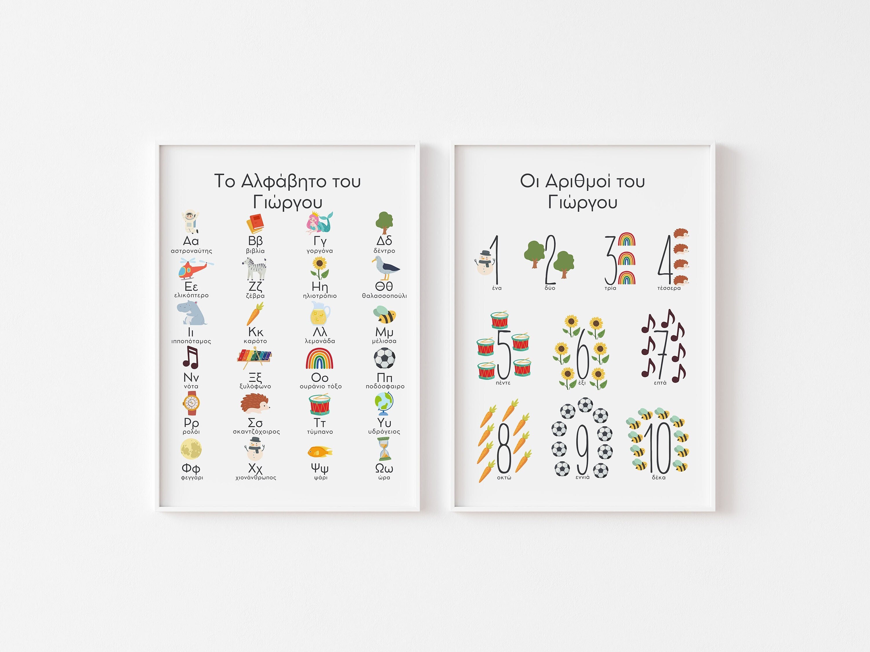 Greek Alphabet Poster Educational Wall Art in Greek Letters Greek ABC ...