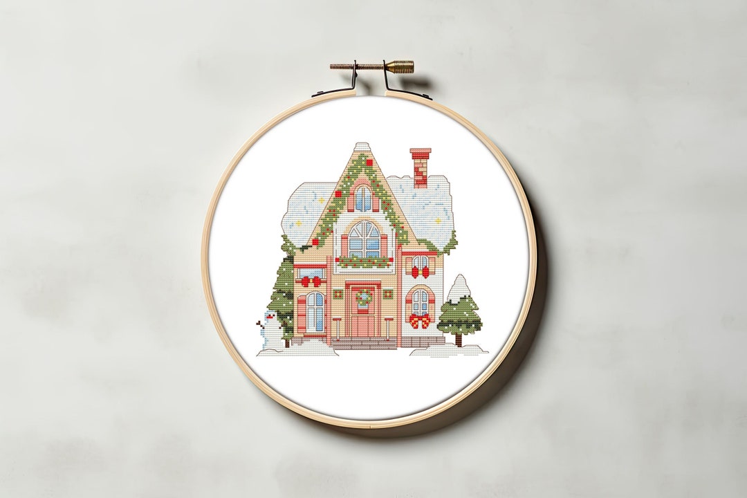 Christmas House Cross Stitch Pattern PDF - Home Sweet Home Kawaii Merry ...