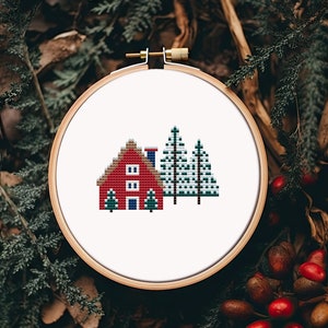 Small Village House Cross Stitch Pattern PDF - Christmas Primitive Home ...