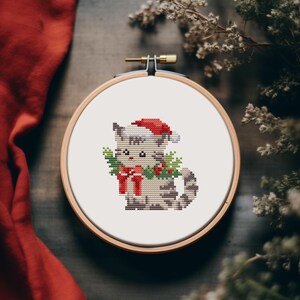 Christmas Cat Cross Stitch Pattern PDF - Merry Christmas Winter Animal ...