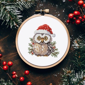 Mini Christmas Owl Cross Stitch Pattern PDF - Owl Ornament Simple Small ...