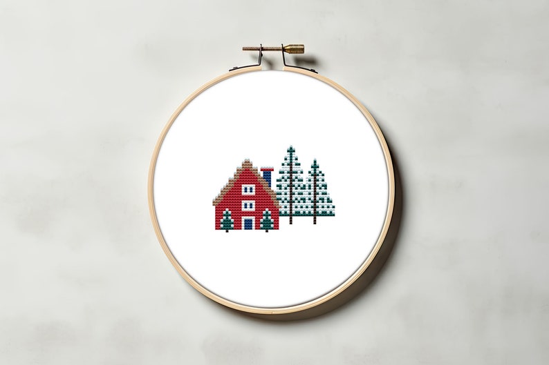 Small Village House Cross Stitch Pattern PDF - Christmas Primitive Home ...