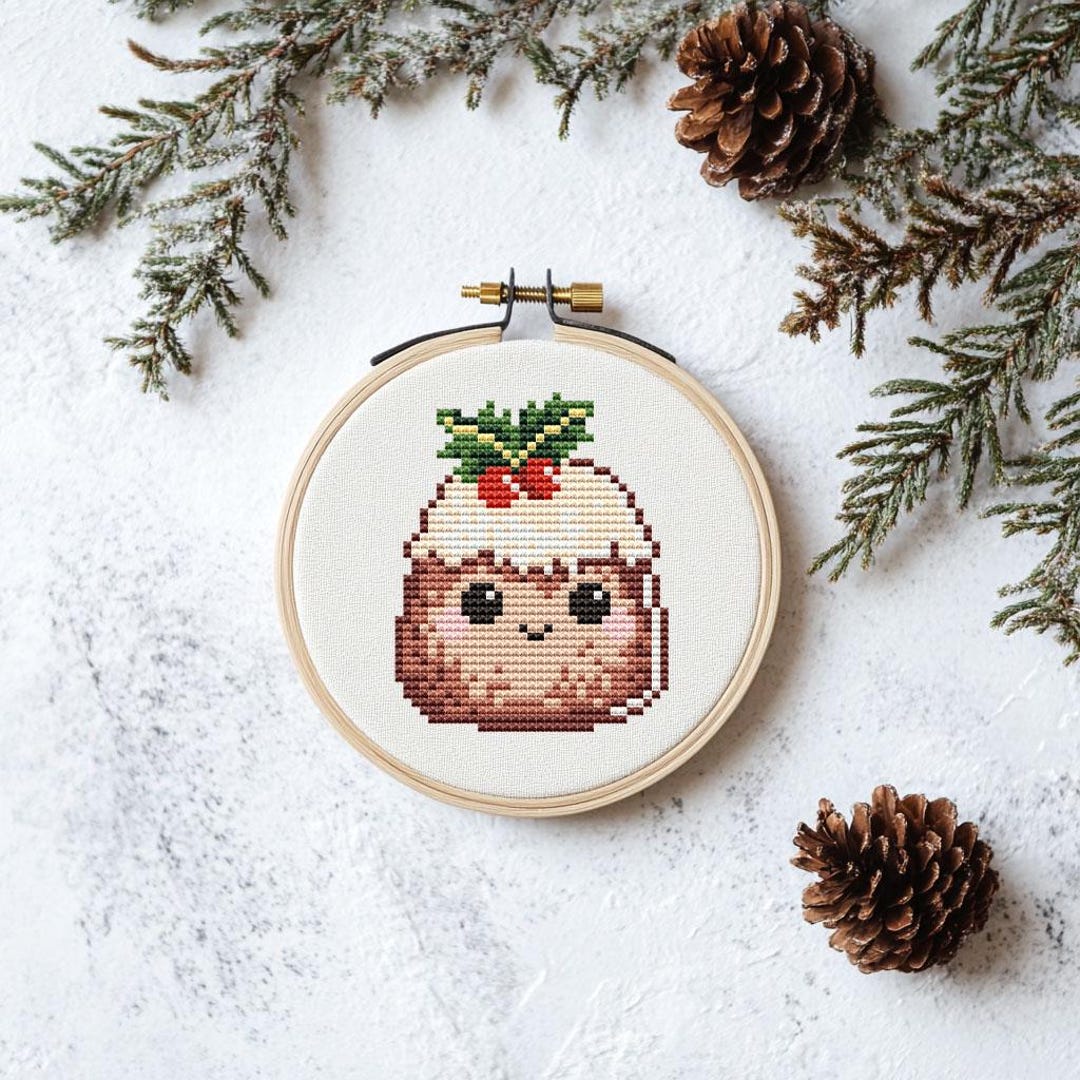 Christmas Pudding Cross Stitch Pattern PDF - Funny Christmas Gift Small ...
