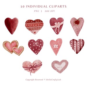 Cozy Hearts Clipart Watercolor Valentine Hearts Sticker Hearts Wedding ...