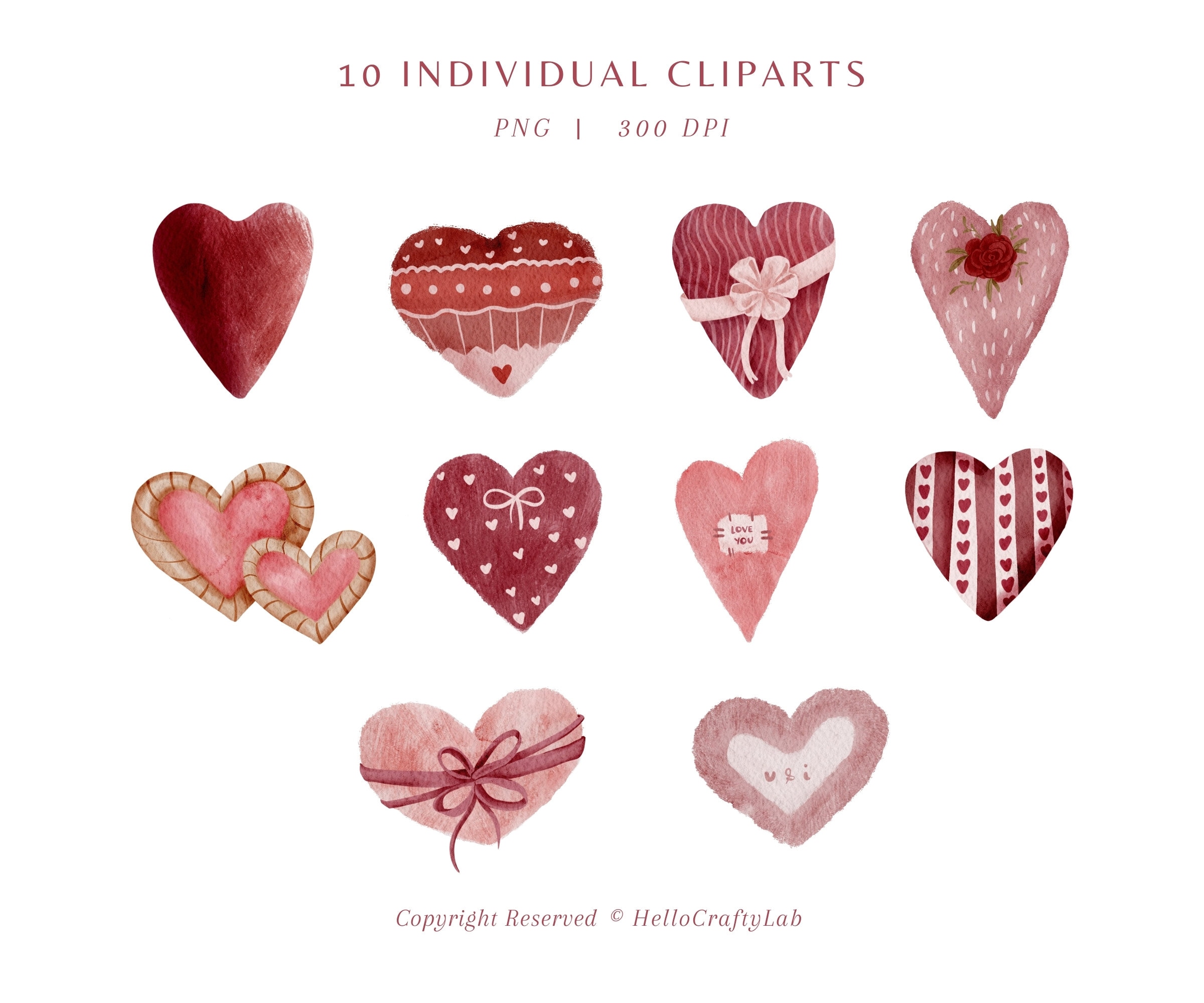 Cozy Hearts Clipart Watercolor Valentine Hearts Sticker Hearts Wedding Clipart Pink Sweet ...