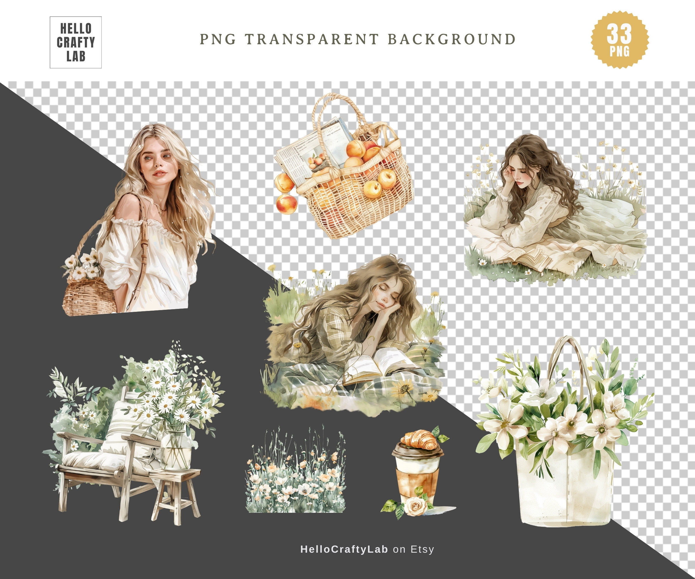 Watercolor Spring Season Clipart, Cozy Spring Clip Art, Floral Graphics ...