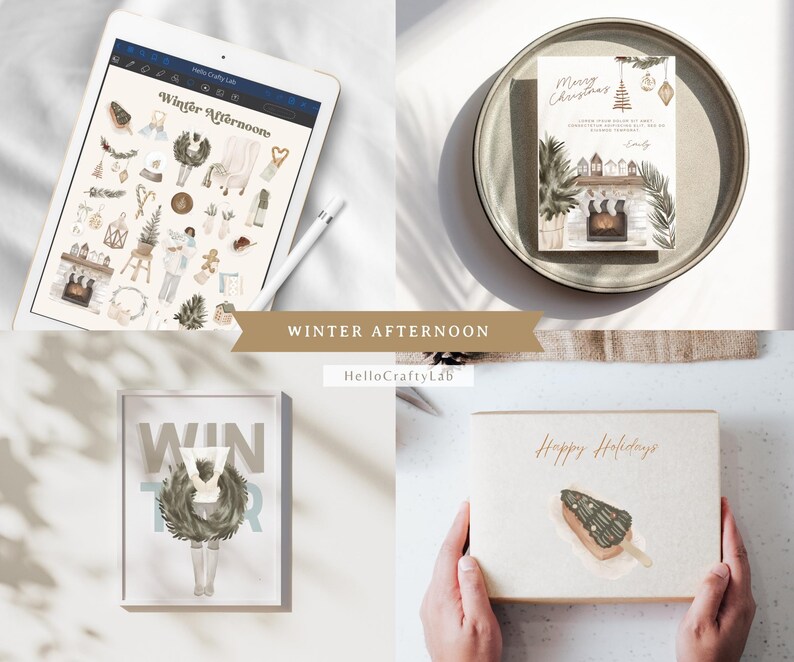 Watercolor Winter Clipart: Christmas Holiday PNG Set - Etsy