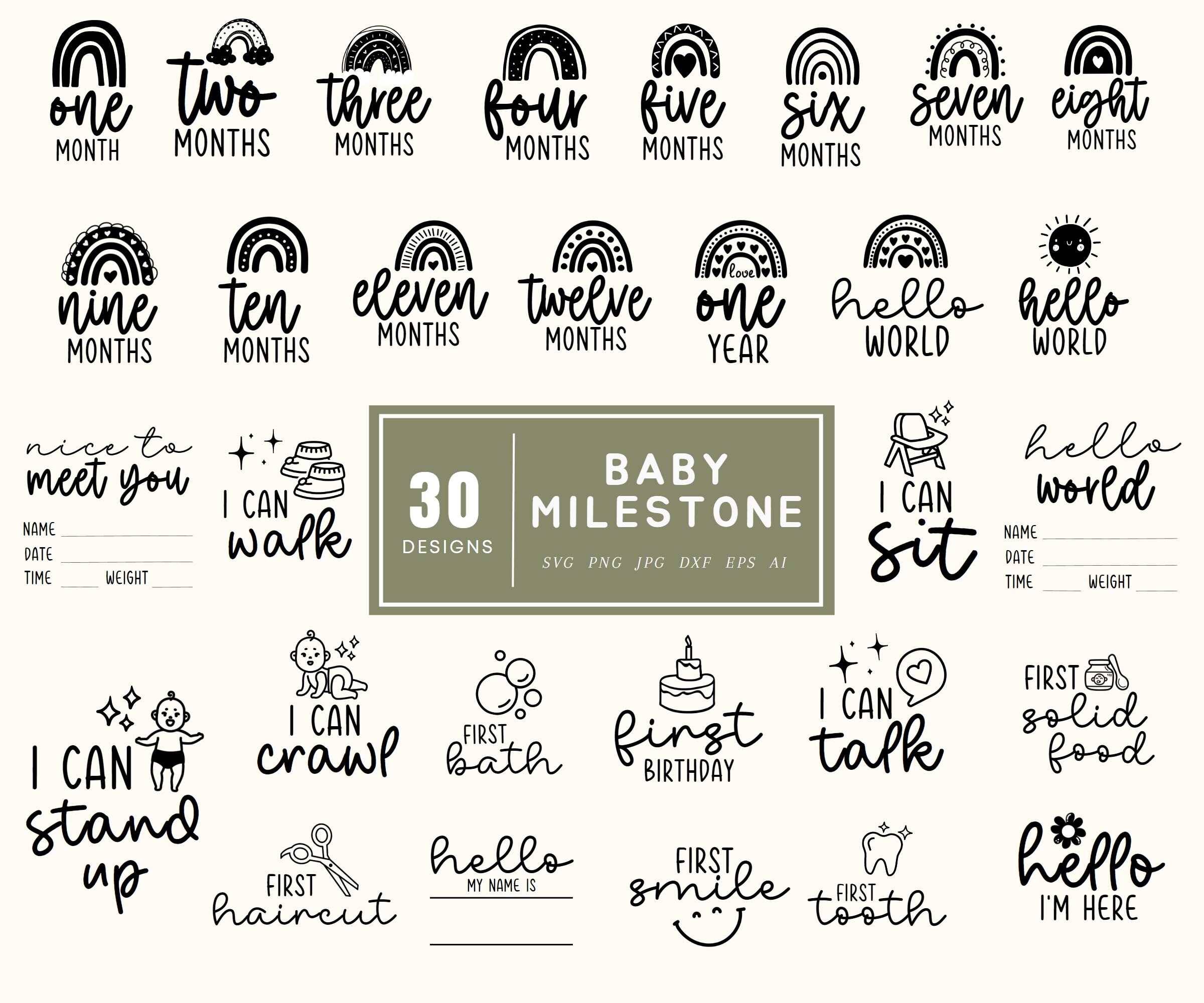 Cute Baby Milestone Rainbow Design Svg Newborn Svg Hello - Etsy Australia