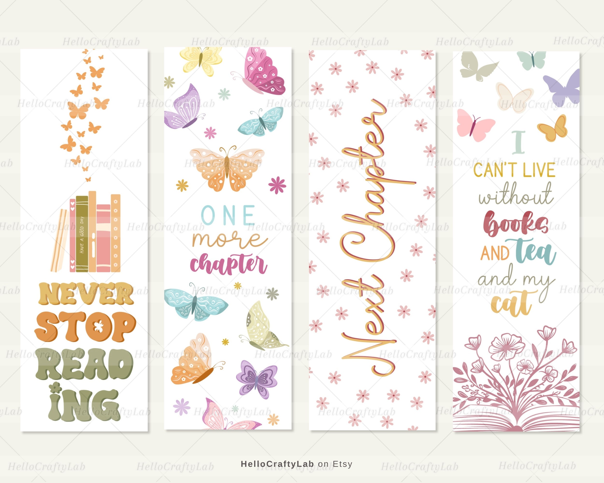 Floral Bookmark, Printable Bookmark, SVG Bundle, Botanical Bookmark SVG ...