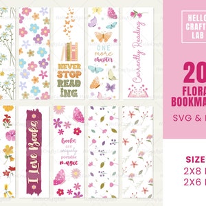 Floral Bookmark, Printable Bookmark, SVG Bundle, Botanical Bookmark SVG ...