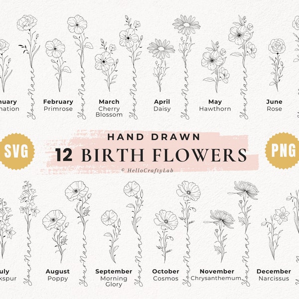 Birth Flower Tattoo Design Custom - Etsy
