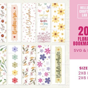 Floral Bookmark, Printable Bookmark, SVG Bundle, Botanical Bookmark SVG ...