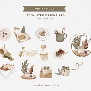 Winter Watercolor Clipart Winter Mood Christmas Clipart Lifestyle ...