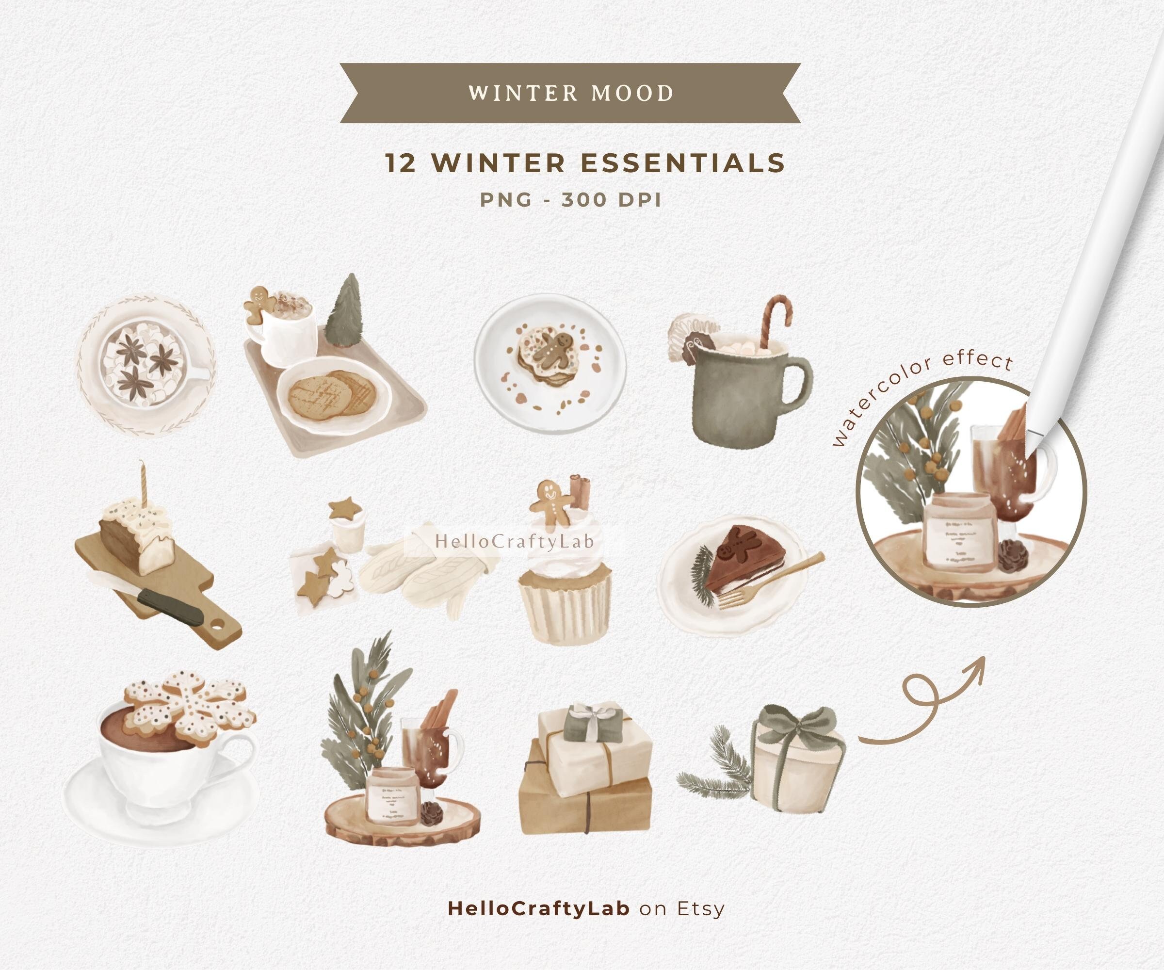 Winter Watercolor Clipart Winter Mood Christmas Clipart Lifestyle ...