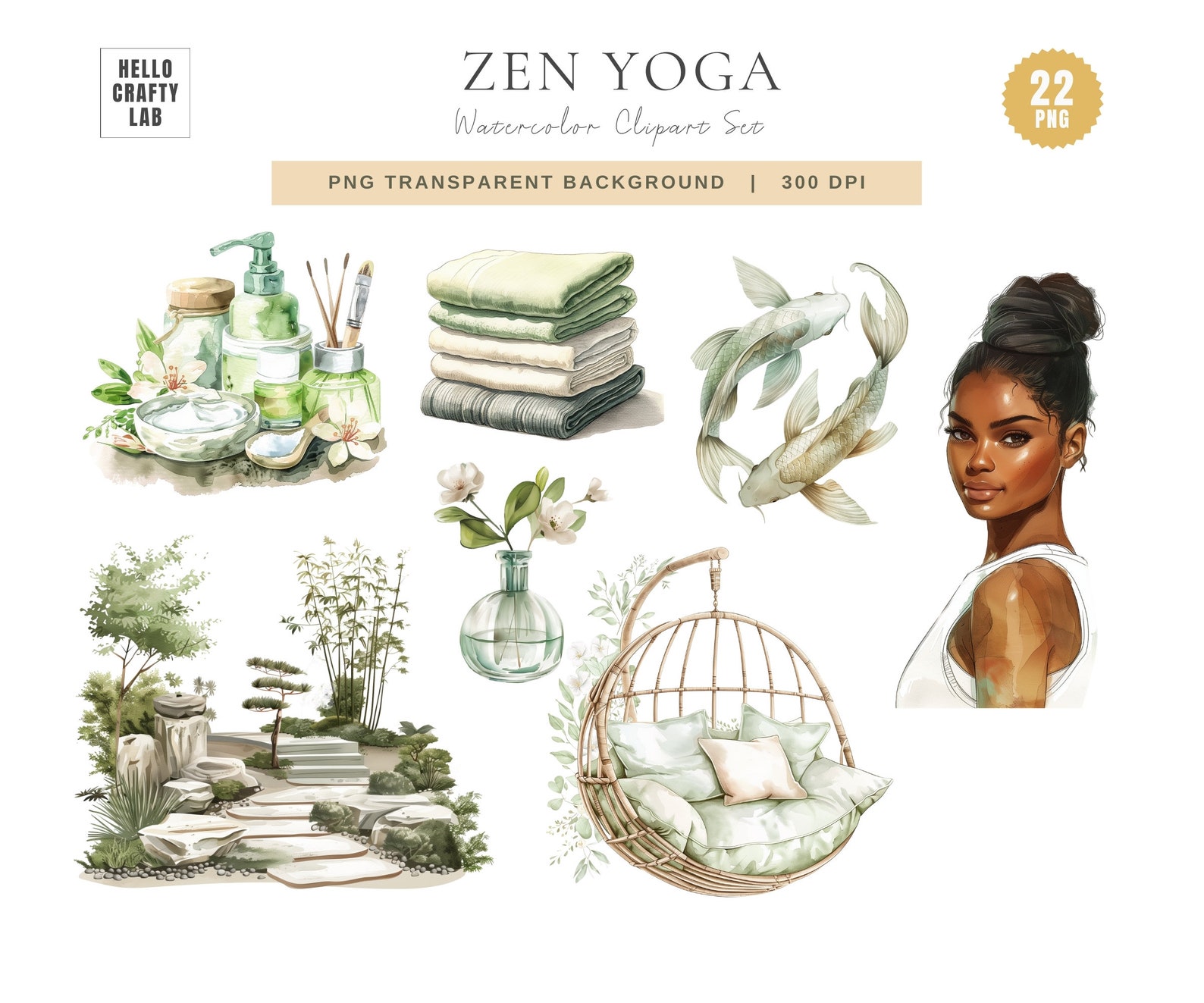 Watercolor Yoga Digital Clipart PNG, Yoga Girl Clipart, Zen Yoga Girl ...