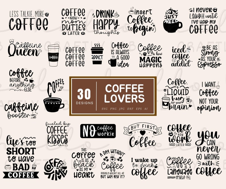 Coffee Lovers SVG, Caffeine Svg, Coffee Svg, Coffee Decals, Coffee ...