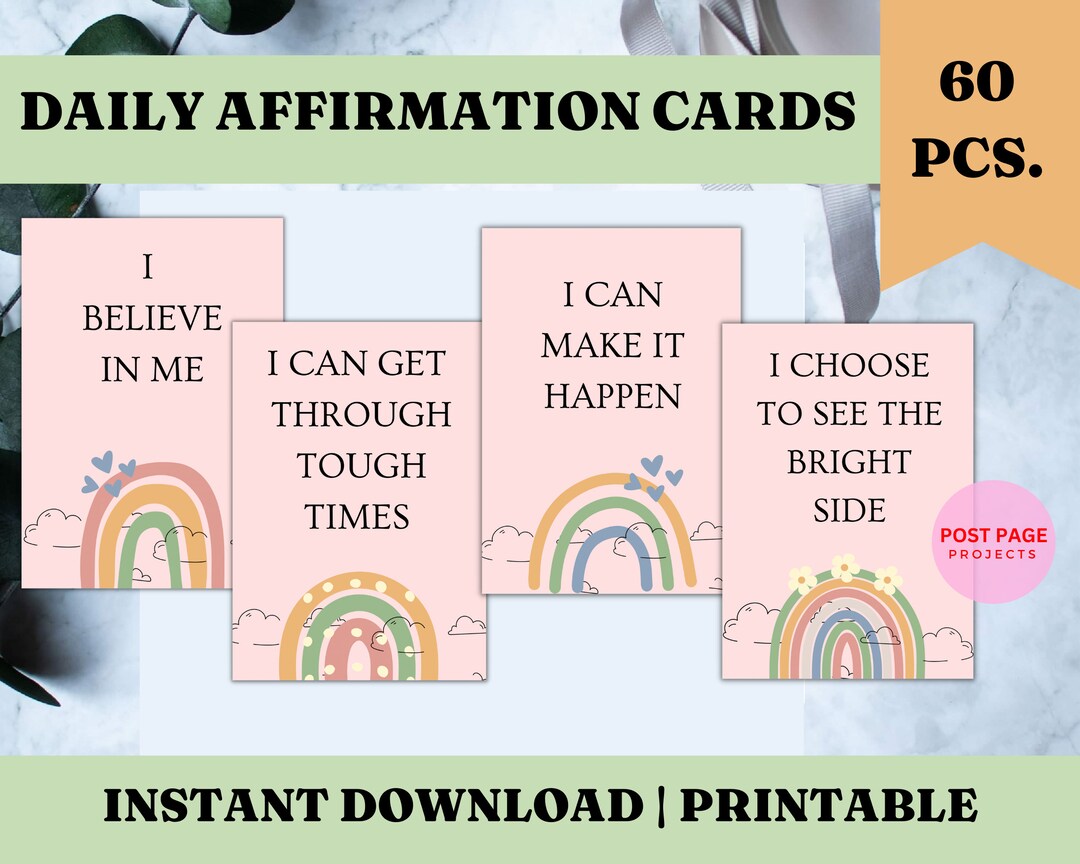 Daily Affirmation Cards Positive Quotes Self Love Theraphy Tools Coping ...