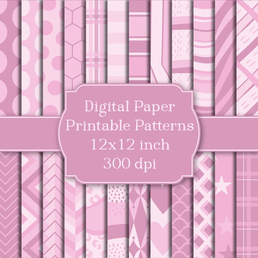 Digital Paper Pack in Pastel Pink - 12x12 Inches, 3600x3600 Pixels, 300 ...