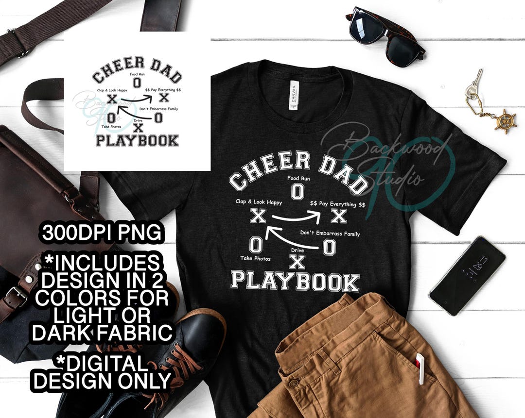Cheer Dad Playbook PNG: Black & White Digital Design (300 DPI) - Etsy