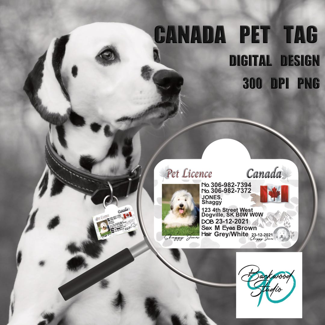 Canada Pet Tag License PNG – 300 DPI Digital Design | Customizable ...