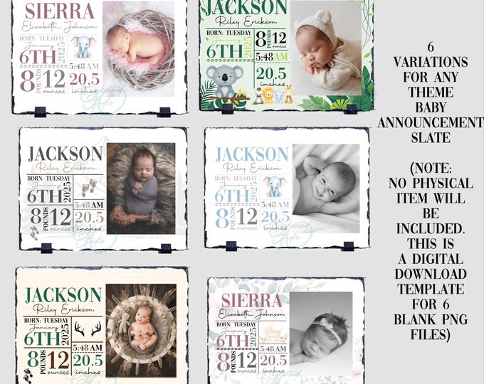 Personalized Baby Birth Stat Slate Designs: Photo Window (digital ...