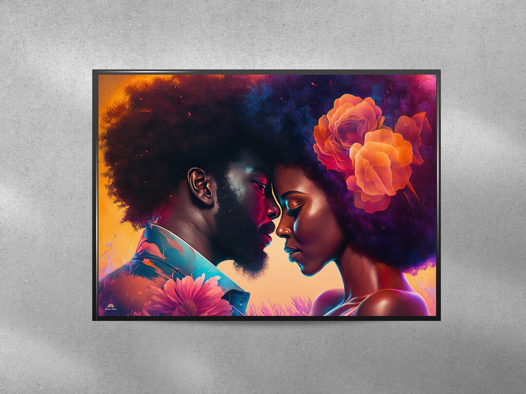 Love Couple Poster, Flowers, Synthwave, Orange Rose Art, Wall Decor - Etsy