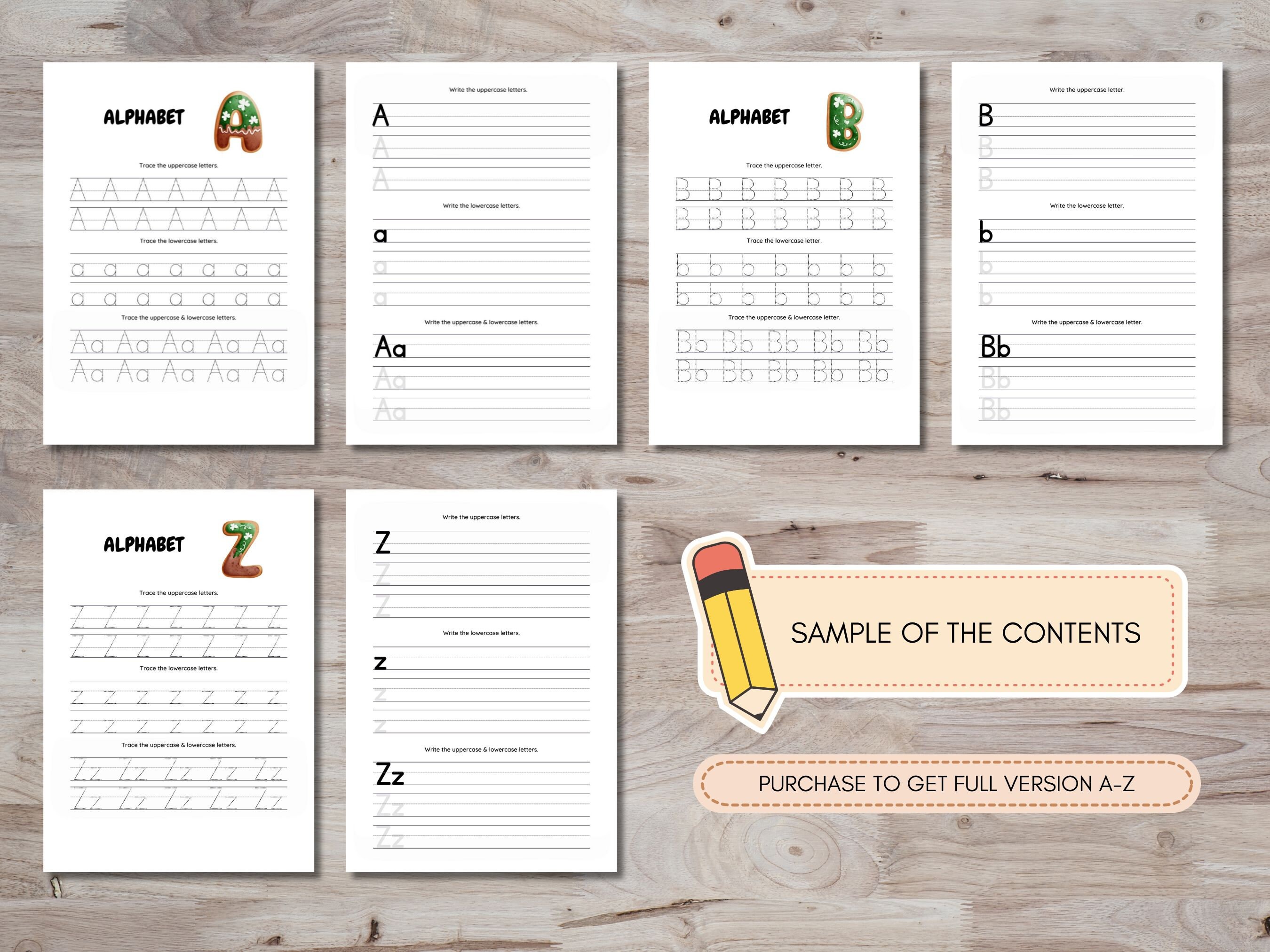 Printable A-Z Alphabet Tracing Worksheets, Letter Writing Practice for ...