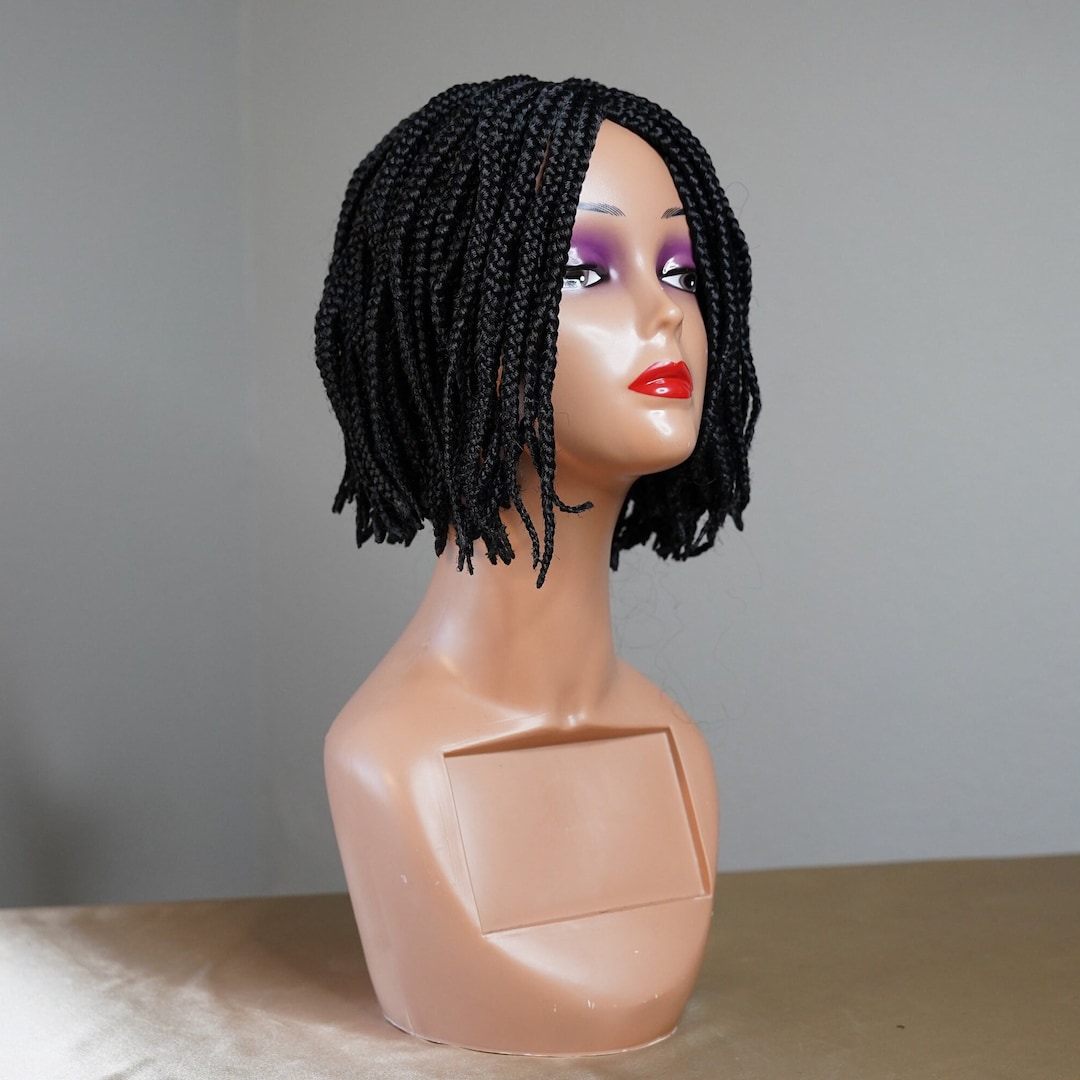 Short Black Box Braid Wig/ Micro Twist Braids/ Individual Single Plaits ...
