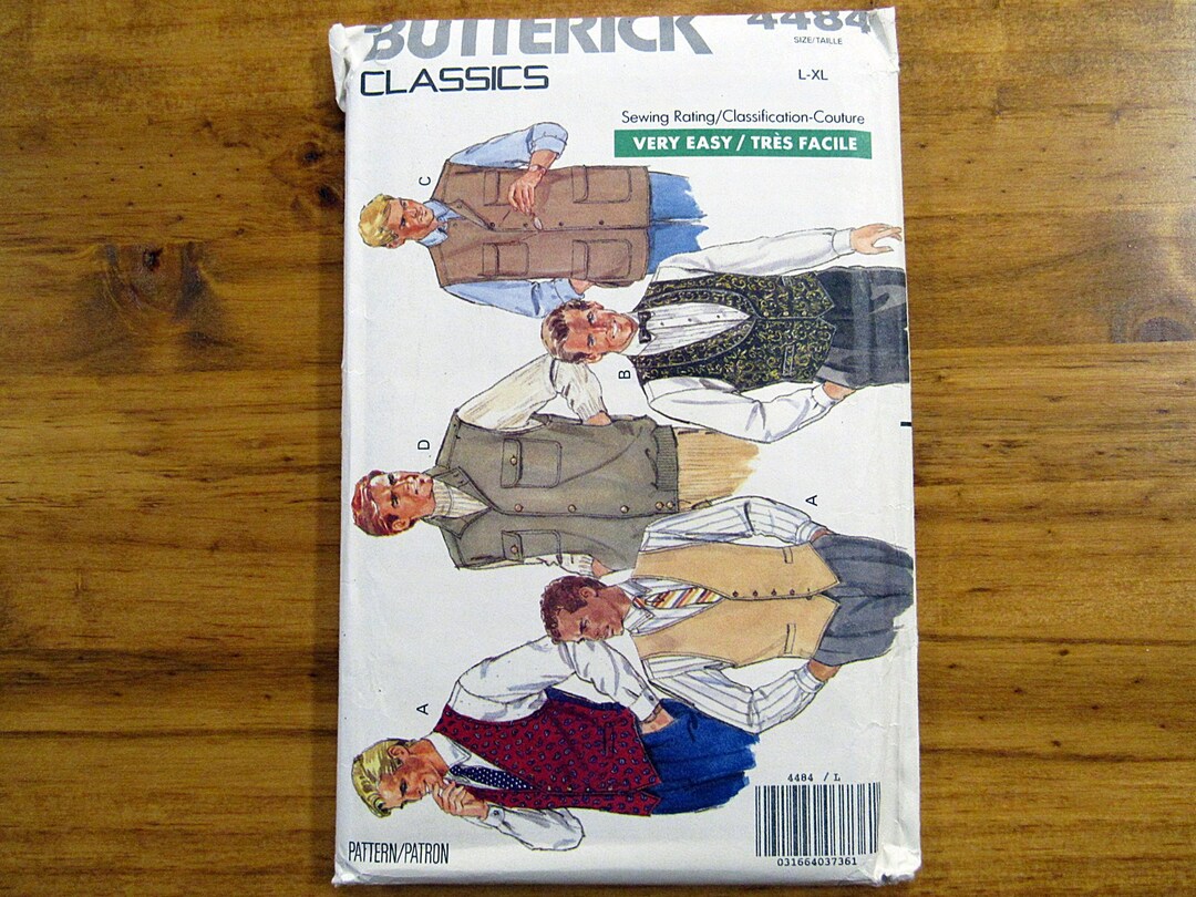 Butterick 4484 Sewing Pattern for MEN'S Vests in Various Styles in Men ...